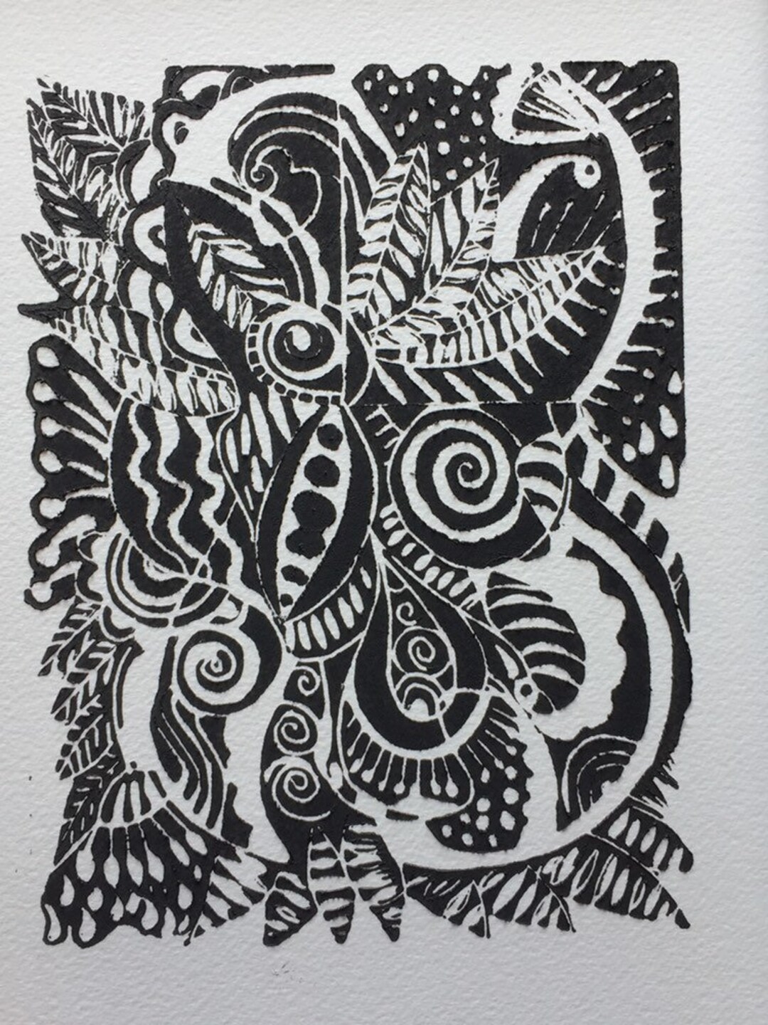 A4 Foliage Linocut Print - Limited Edition Relief Print - Etsy