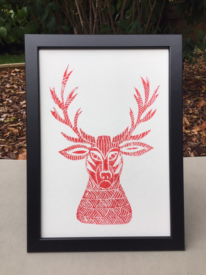 Lino Print Limited Edition A4 Linocut Lino Print Stag - Etsy UK