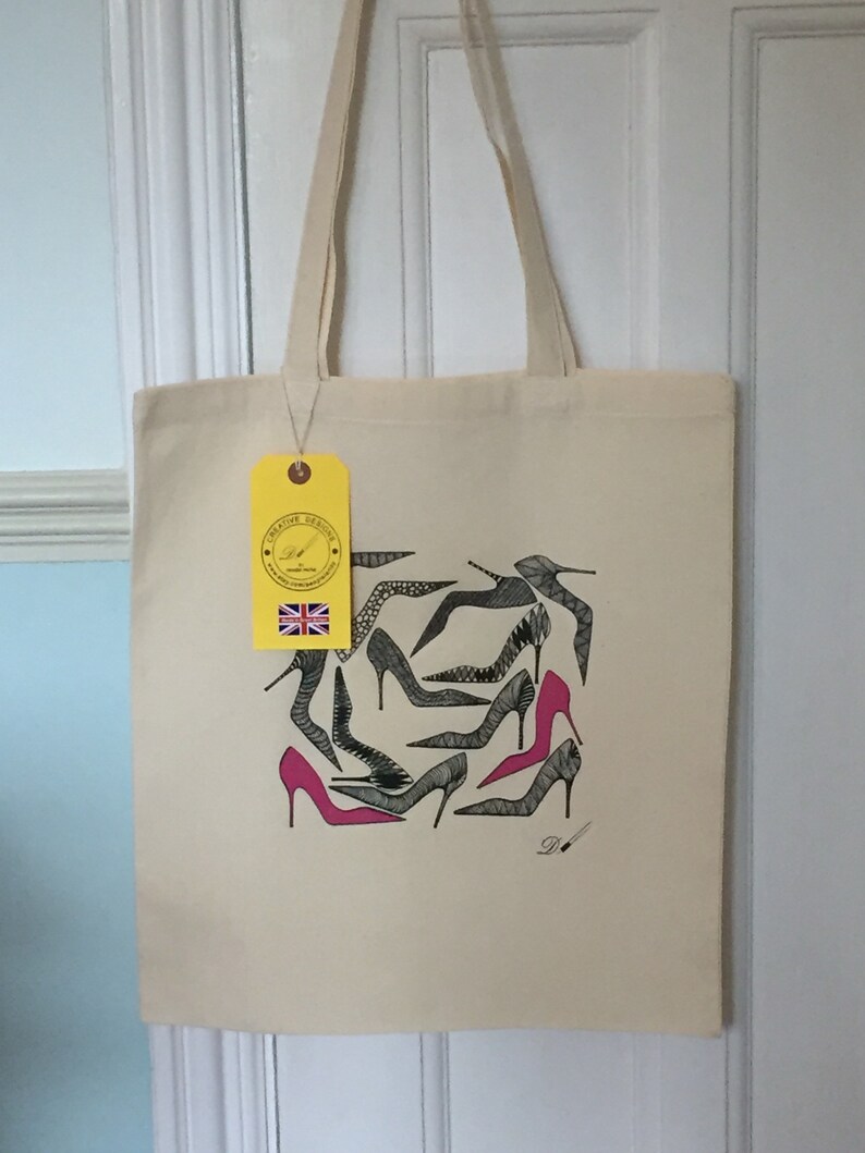 TOTE BAG Heels 100% Cotton Shoes Design Fantastic | Etsy