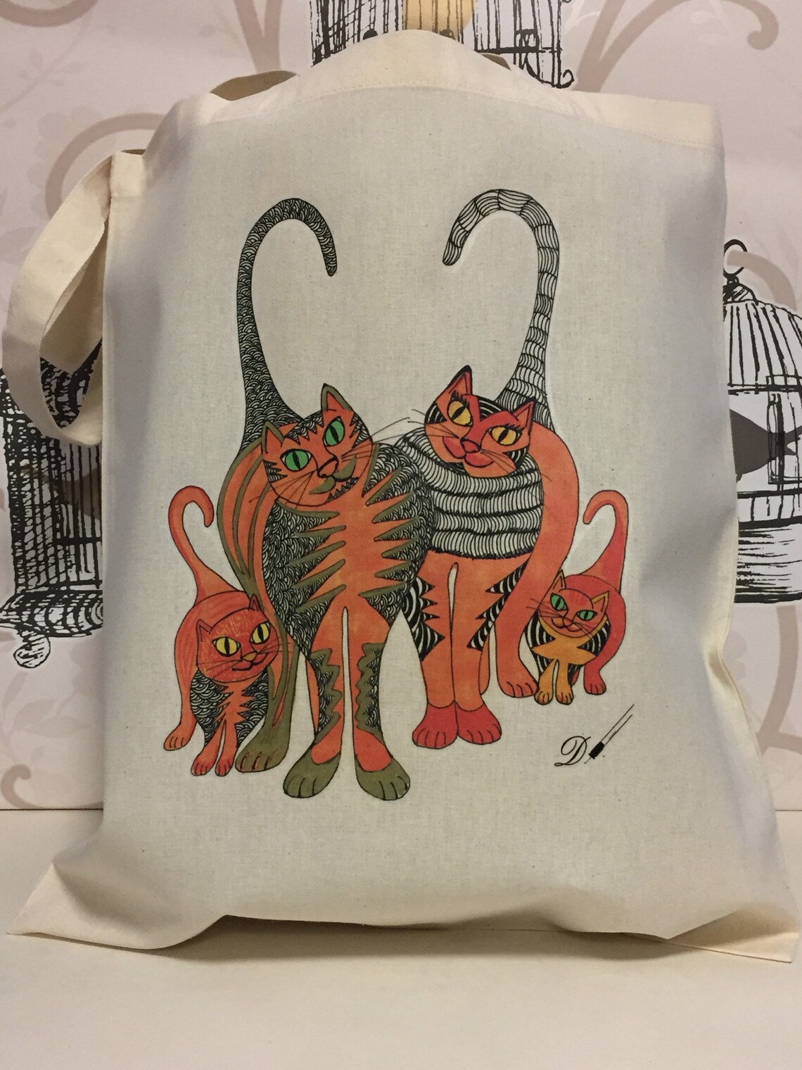 TOTE BAG ginger Cats 100% Cotton Cat Design - Etsy UK