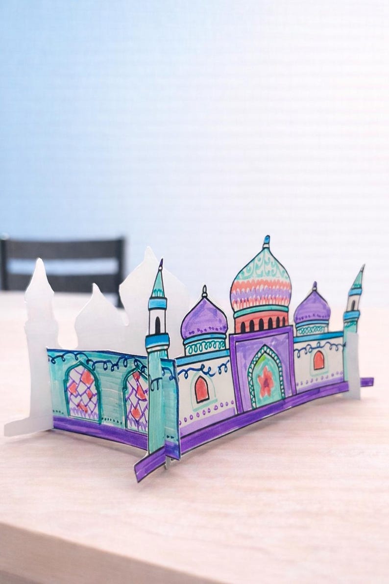 3D Masjid Craft – NO GLUE Printable | Slot-together Paper Mosque Puzzle ...