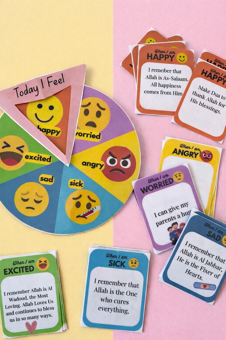 Emotion Wheel With Islamic Reminders for Kids (printable) - Etsy