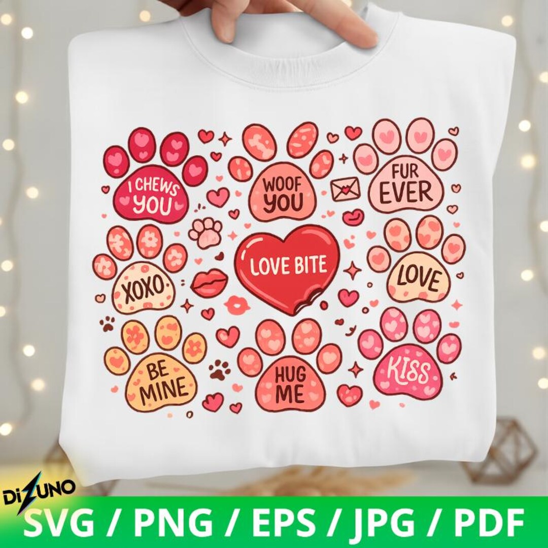 Dog Valentine PNG, Paw Print Heart Design (digital Download) - Etsy