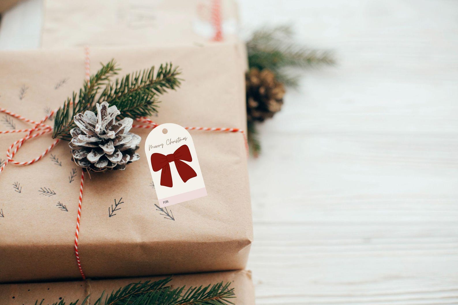 Red Bow Christmas Gift Tags, Printable Holiday Labels (digital Download ...