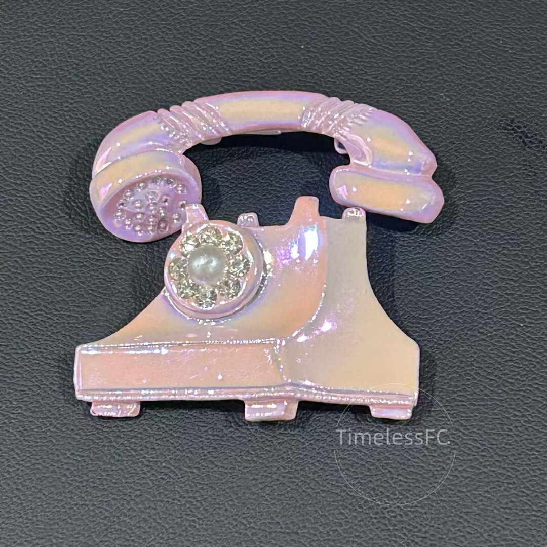 Vintage Iridescent Pink Rotary Phone Brooch Set, Rhinestone & Faux ...