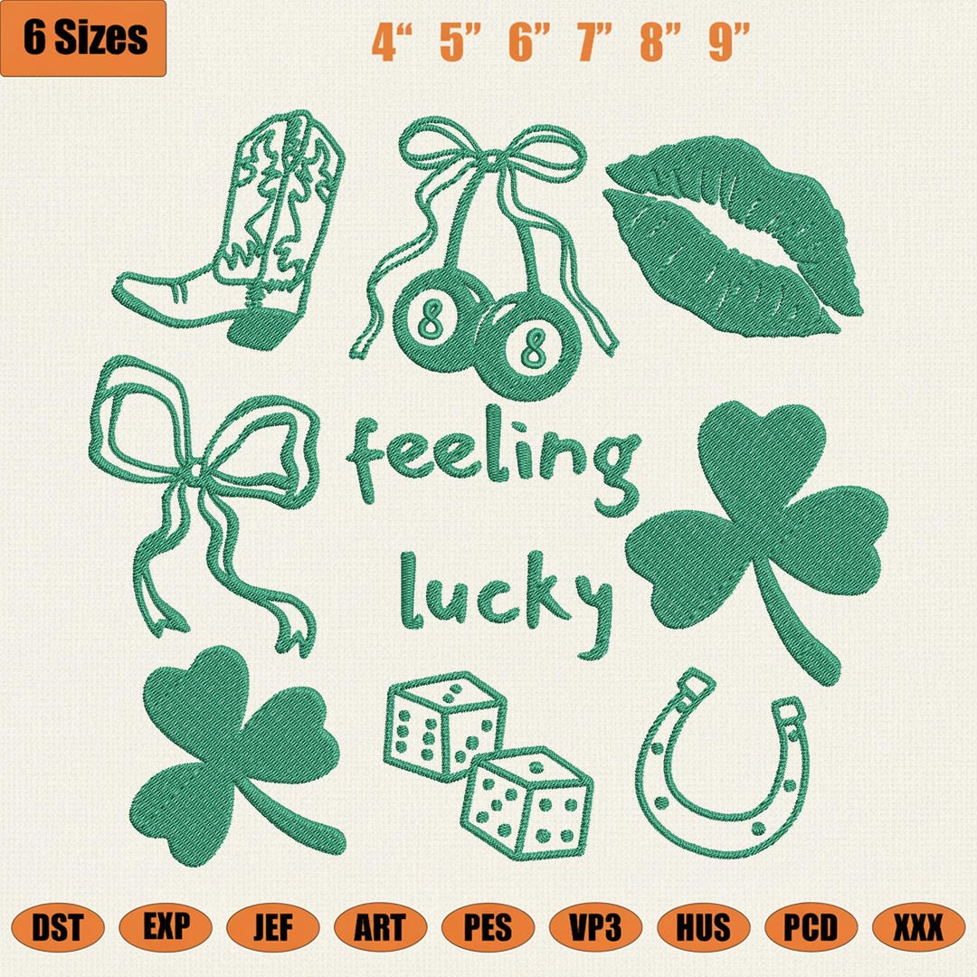 Feeling Lucky Embroidery Design, St Patricks Day Machine Embroidery ...