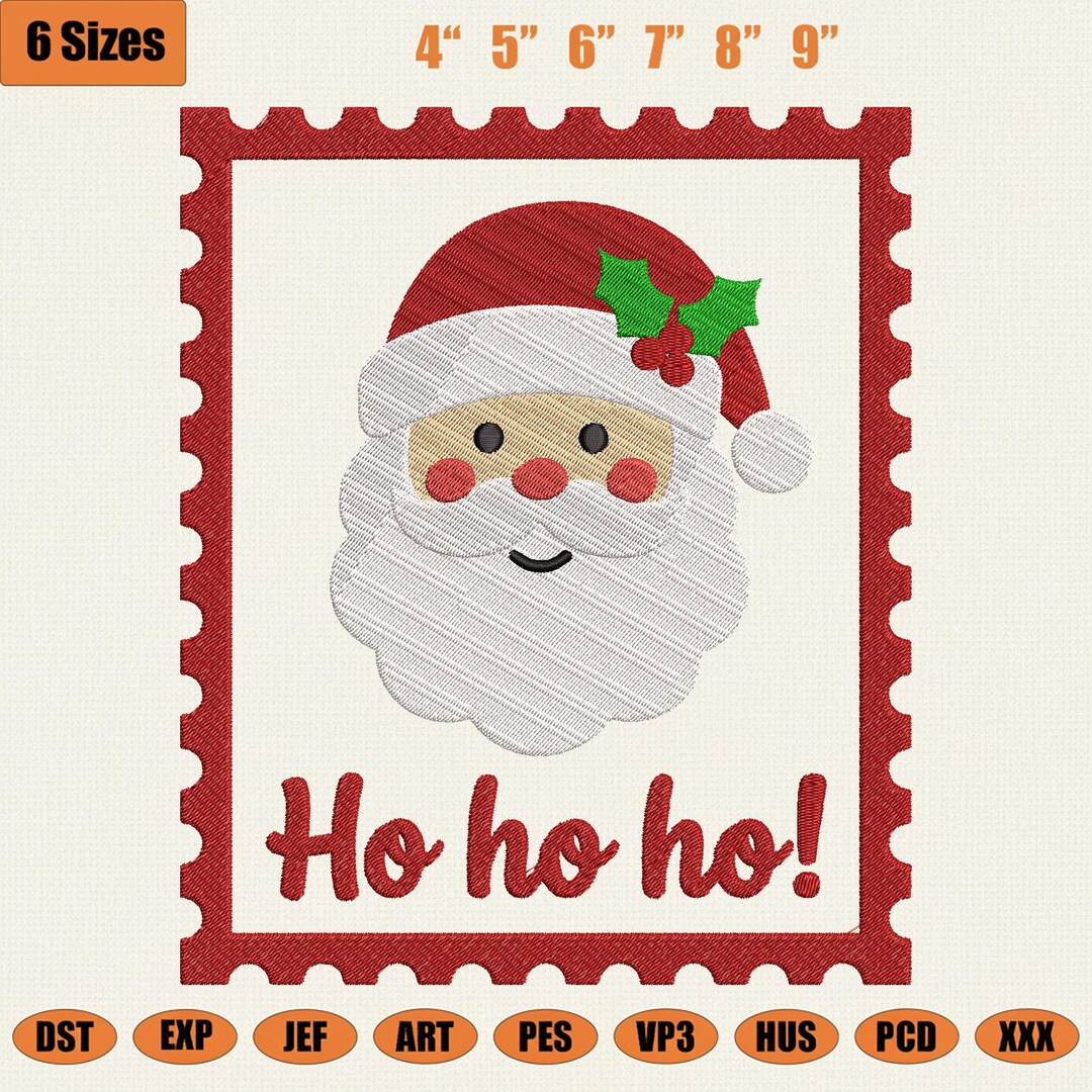 Santa Embroidery Design, Santa Face Stamp Machine Embroidery File ...