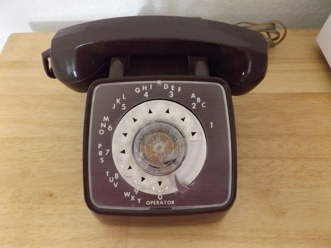 Vintage Brown Rotary Telephone GTE Electric Landline Phone - Etsy