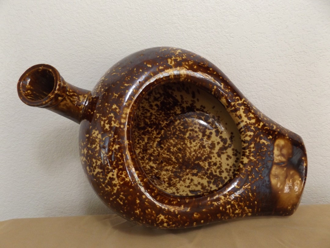 Antique Bennington Rockingham Brown Glazed Spongeware Bedpan Potty ...