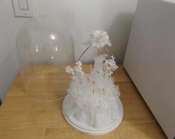 Vintage Castle Wedding Anniversary Cake Topper / Original Plastic Dome ...