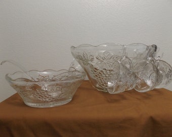 Anchor Hocking Harvest Grape Punch Bowl Set Extras - Etsy