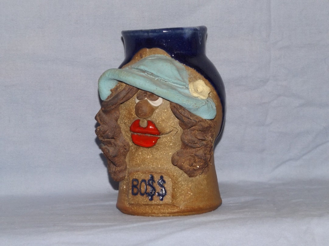 Vintage Handmade Stoneware Large Mug / BOSS Pottery Mug - Etsy