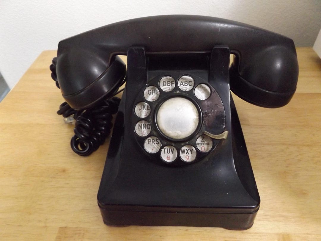 Vintage Black Rotary Telephone Bell System Western Electric Landline ...