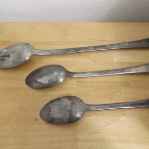 Three Vintage Large Metal/steel Hanging Kitchen Serving Spoons ...