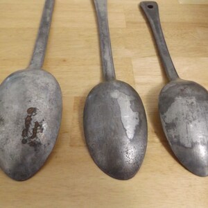 Three Vintage Large Metal/steel Hanging Kitchen Serving Spoons ...