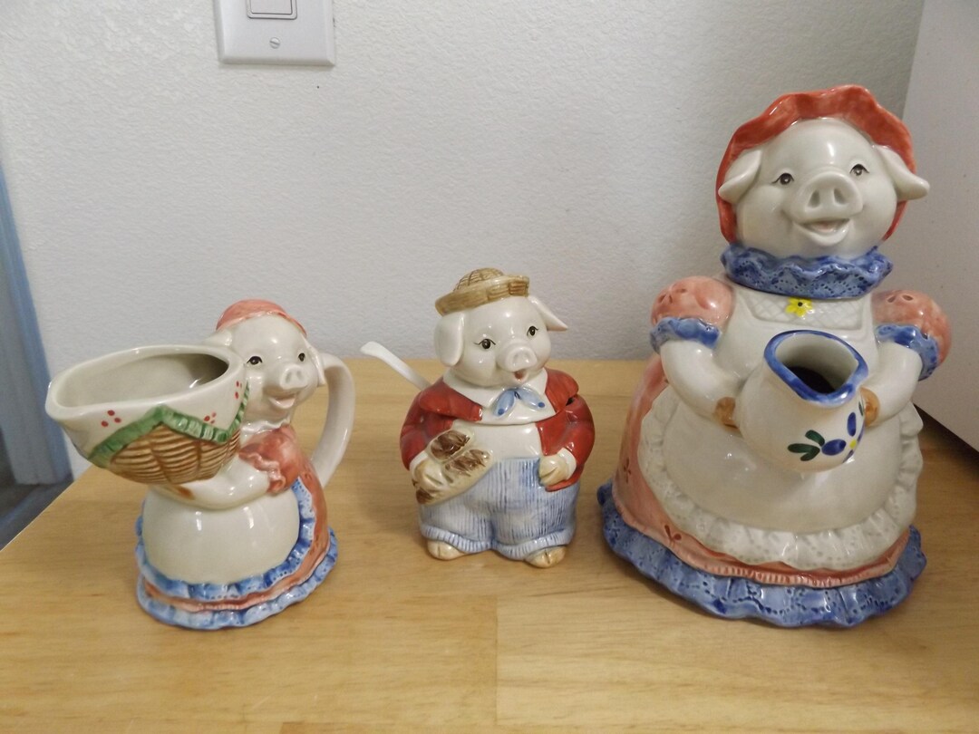 Vintage Lady Pig Teapot With Matching Pig Creamer and Sugar Bowl - Etsy
