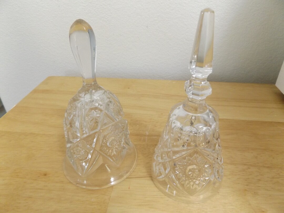 Two Vintage Crystal Glass Hand Bells - Etsy