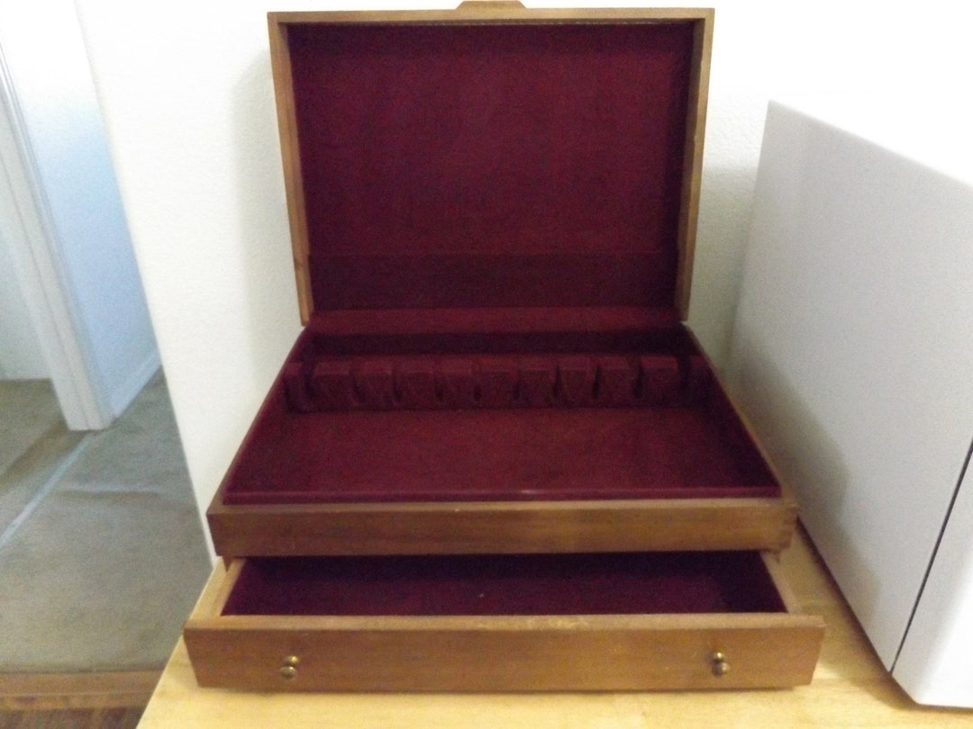 Vintage Wooden Silverware Chest W/ One Drawer / Flatware Storage Box - Etsy