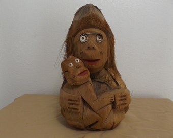 Carved Coconut Monkey - Etsy