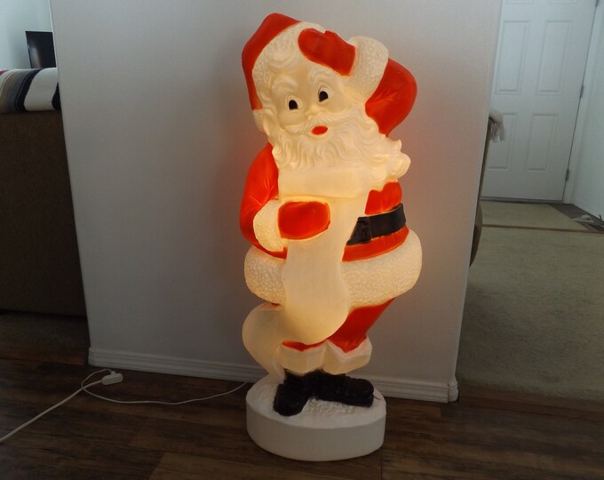 Vintage Large Plastic Santa Claus Figure / Lighted Outdoor Christmas ...