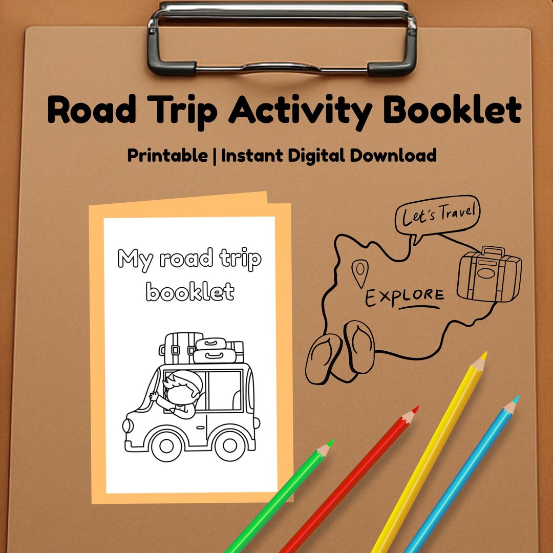 Kids Road Trip Activity Booklet | Travel Coloring Pages (printable ...