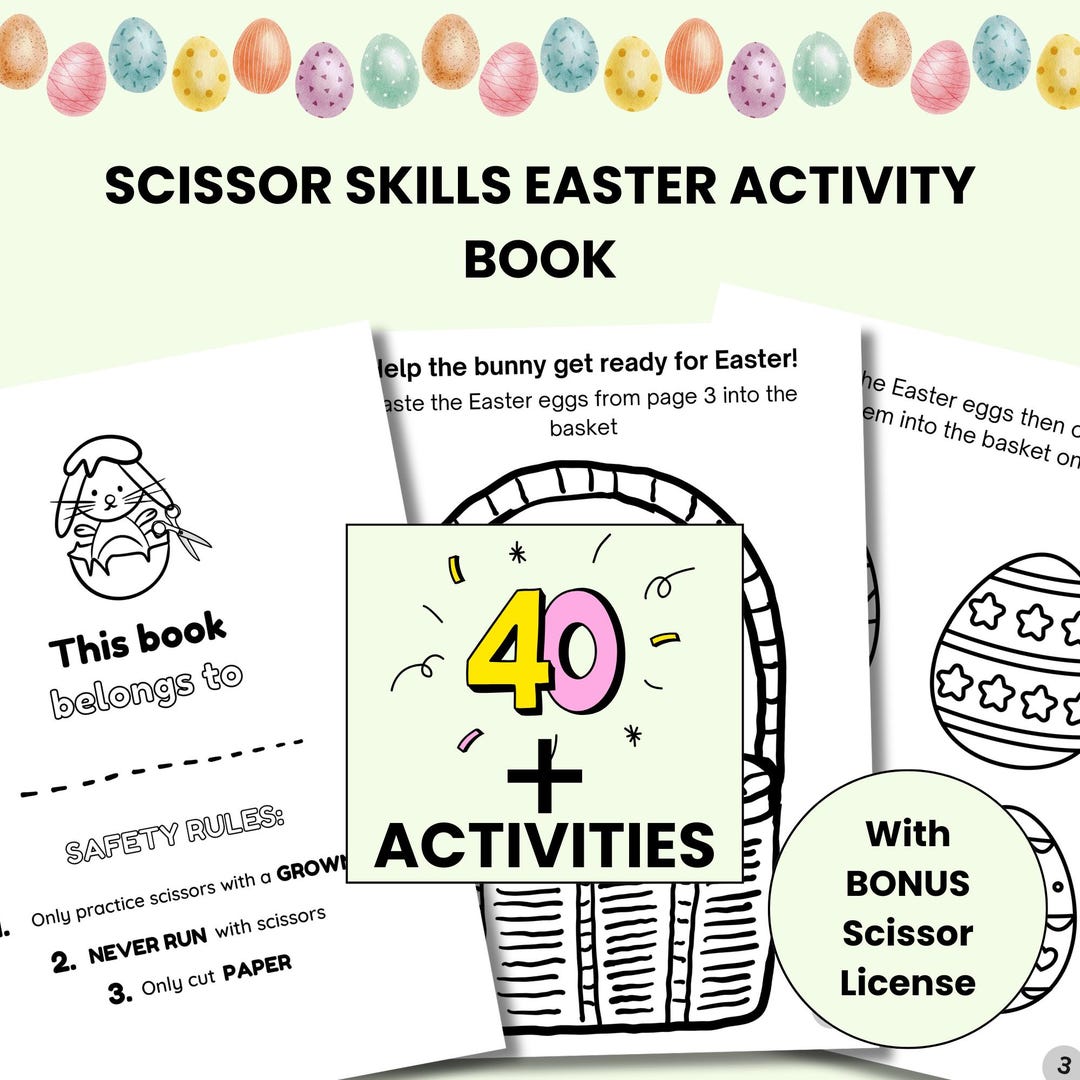 Kids Easter Scissor Cut and Paste Activity Book – Printable Worksheet ...