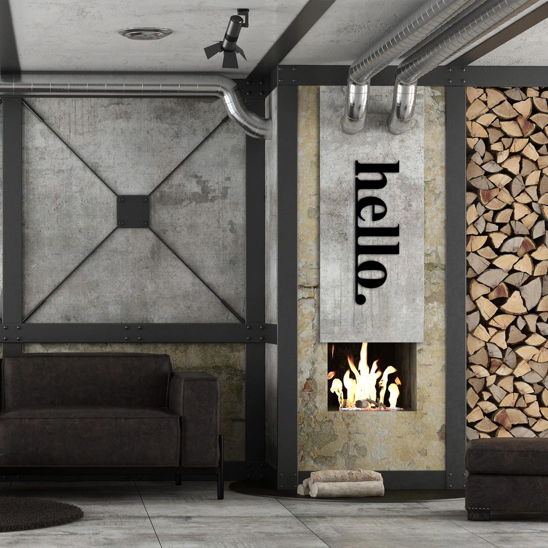 Vertical Hello Metal Wall Art, Modern Farmhouse Entryway Decor, Black ...