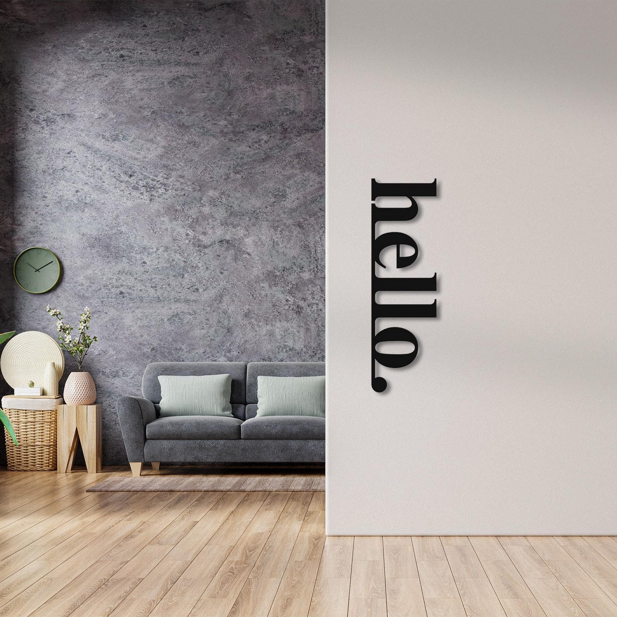 Vertical Hello Metal Wall Art, Modern Farmhouse Entryway Decor, Black ...