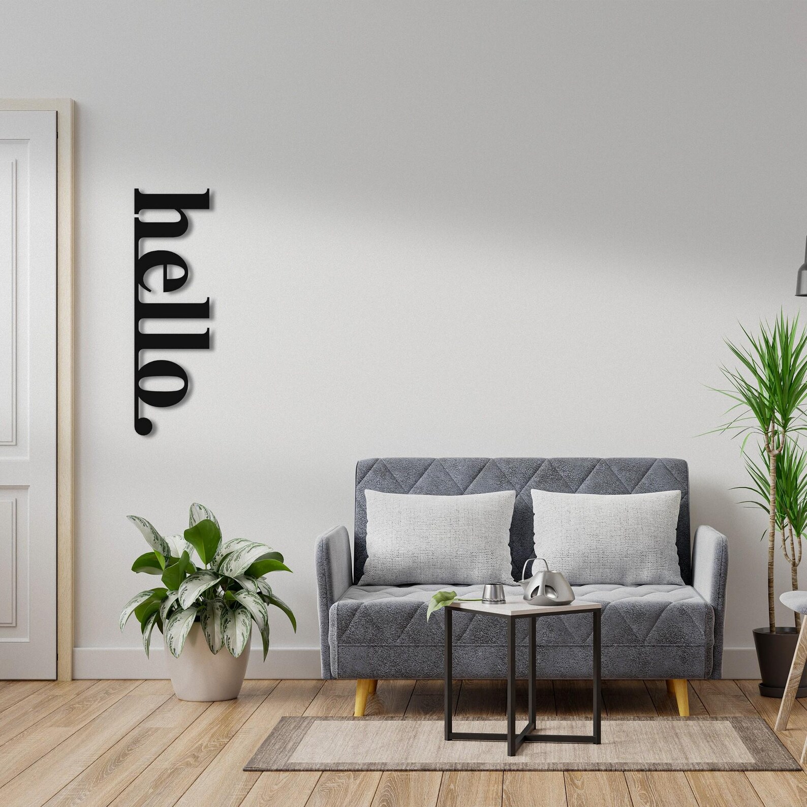 Vertical Hello Metal Wall Art, Modern Farmhouse Entryway Decor, Black ...