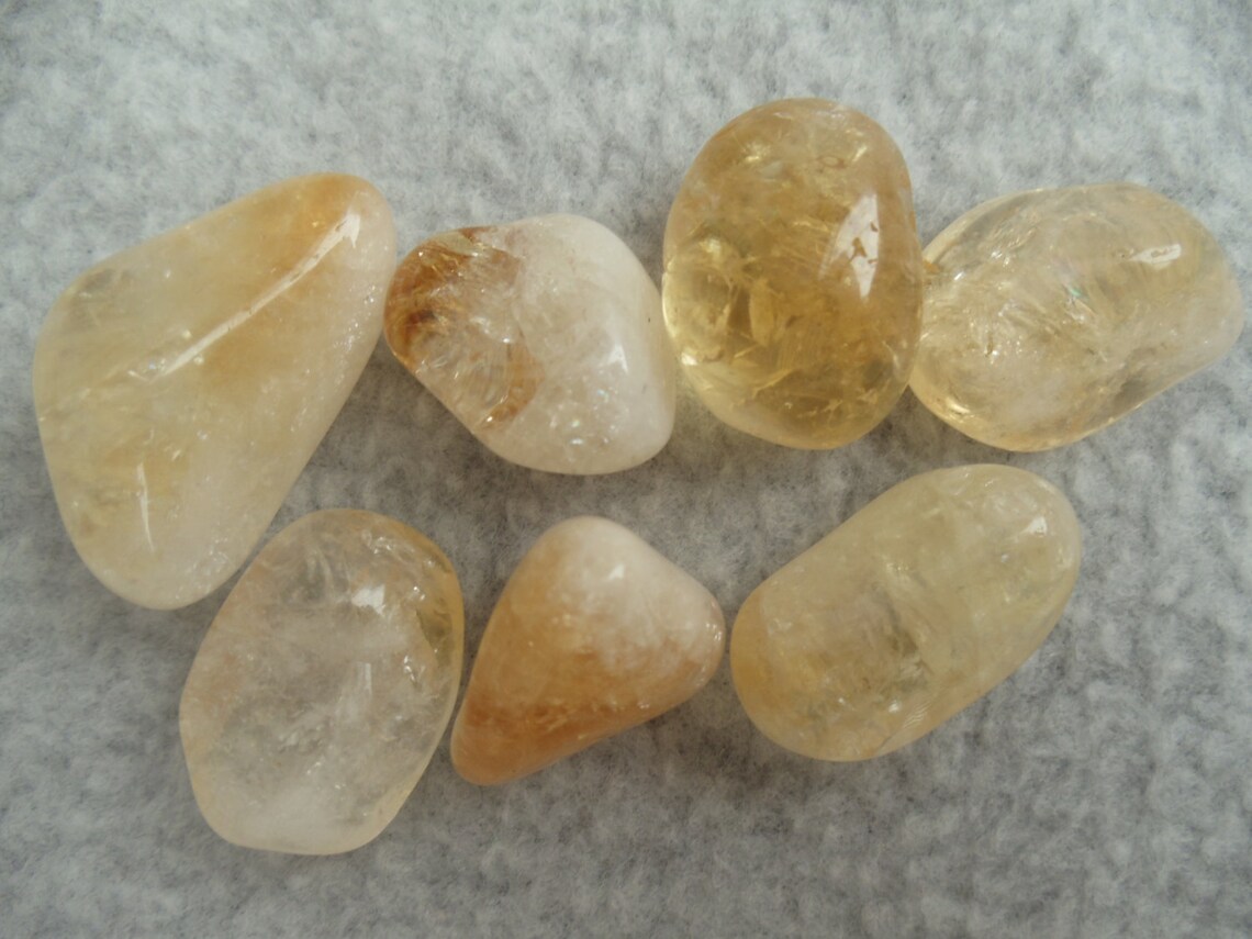 Citrine Set of 4 Tumbled Crystals Small - Etsy