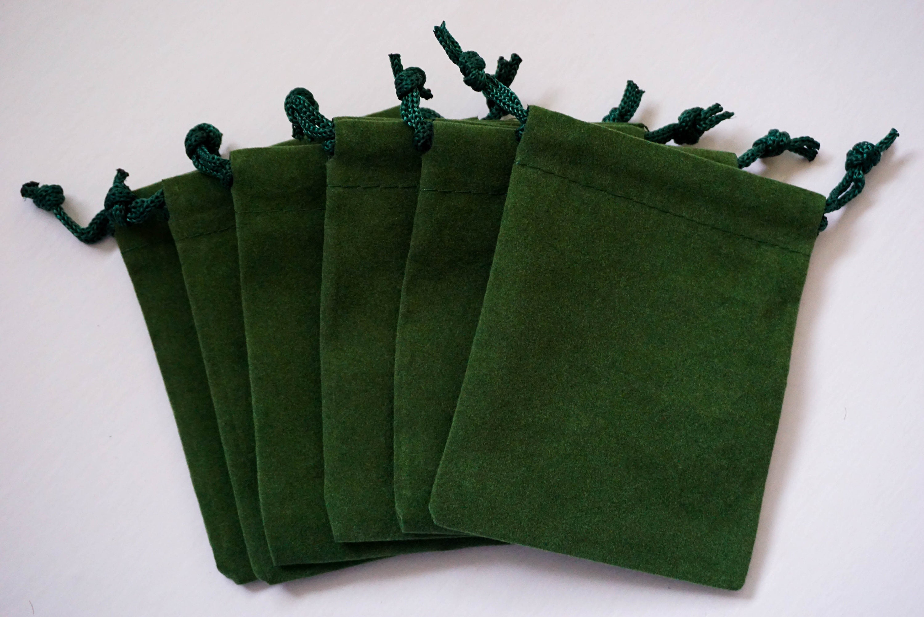 Green 3X4 Velvet Drawstring Pouches Set of 6 | Etsy