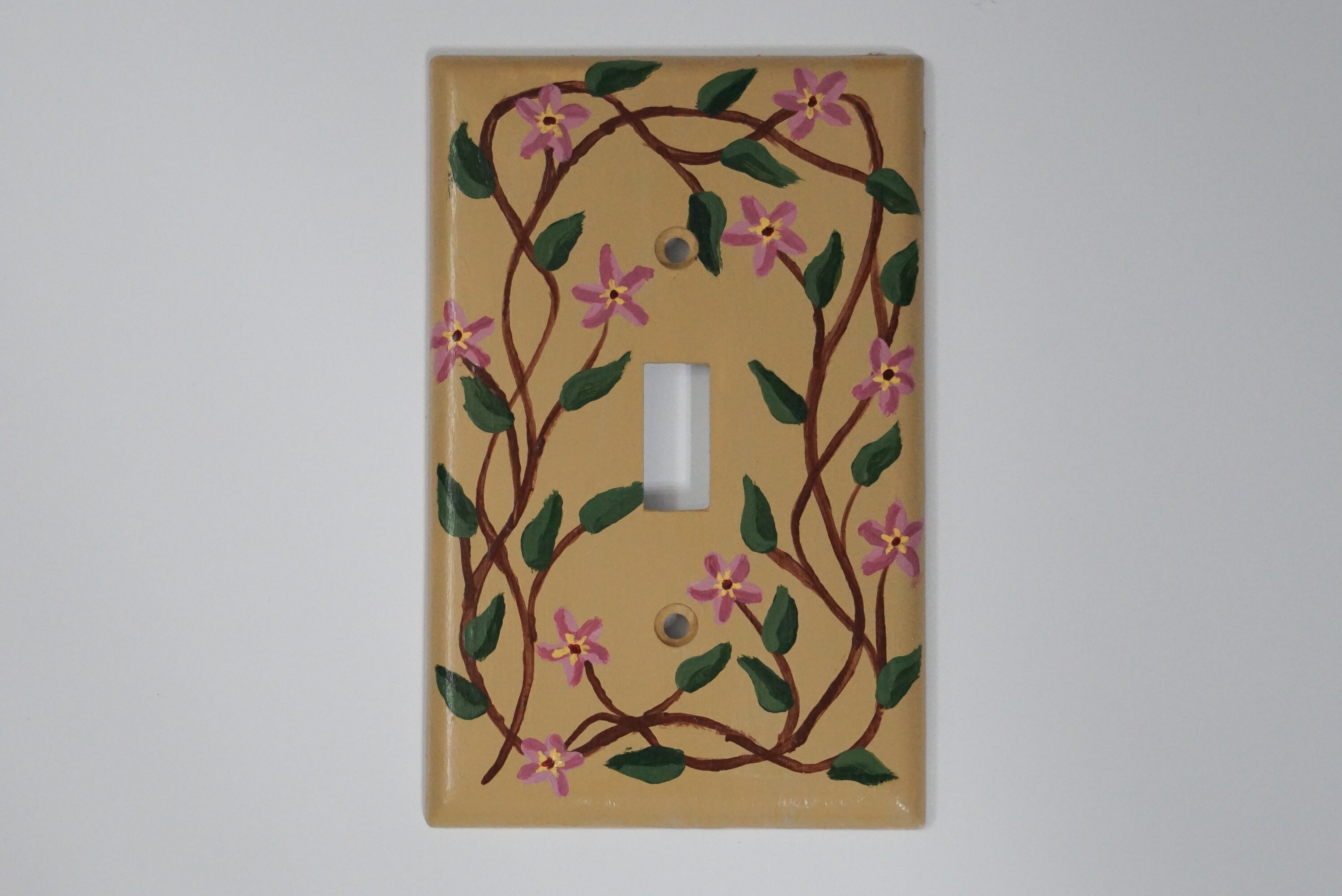Pink Dogwood Switch Plate, Yellow and Pink Flowers Light Switch Plate ...