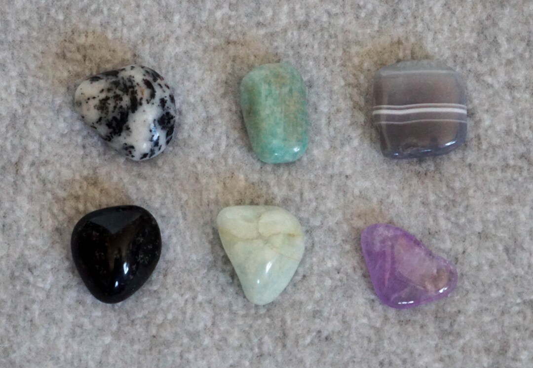 Set of 6 Small Assorted Tumbled Crystals, Amazonite, Amethyst ...