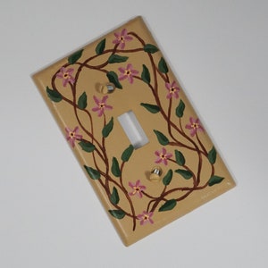 Pink Dogwood Switch Plate, Yellow and Pink Flowers Light Switch Plate ...