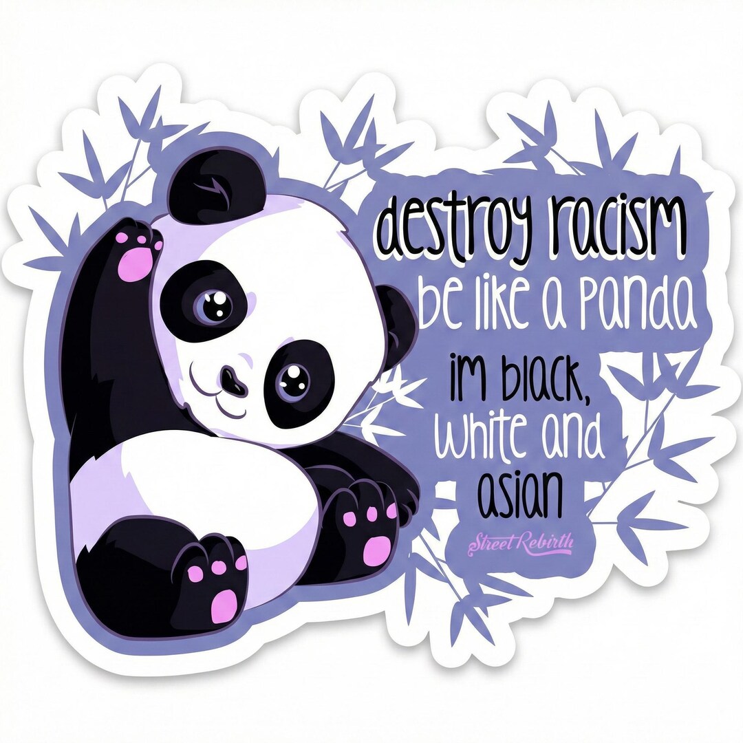 Anti Racism Panda Vinyl Sticker, Diversity Equality Decal - Etsy