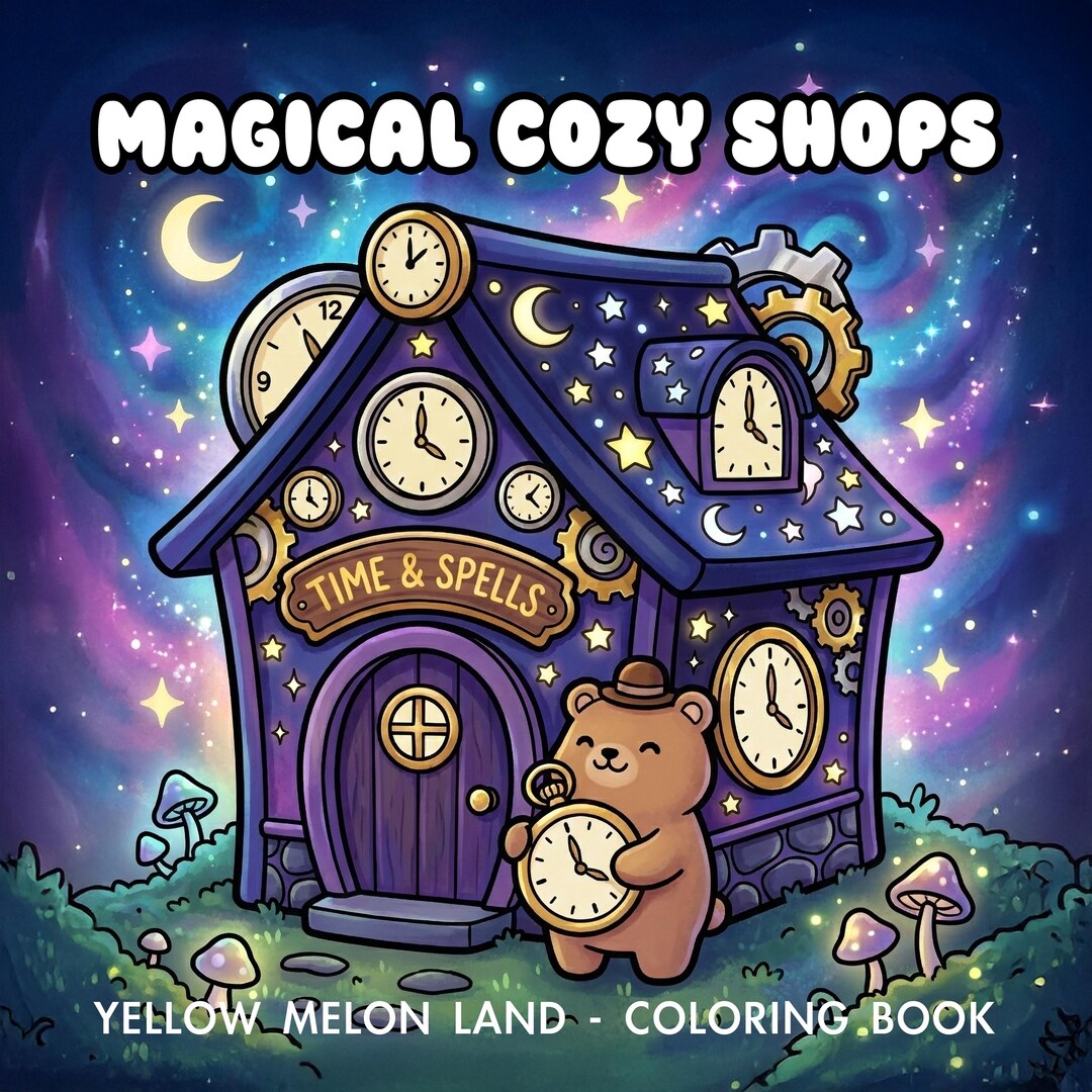 Printable Magical Cozy Shops Coloring Pages PDF | 20 Pages Cute ...