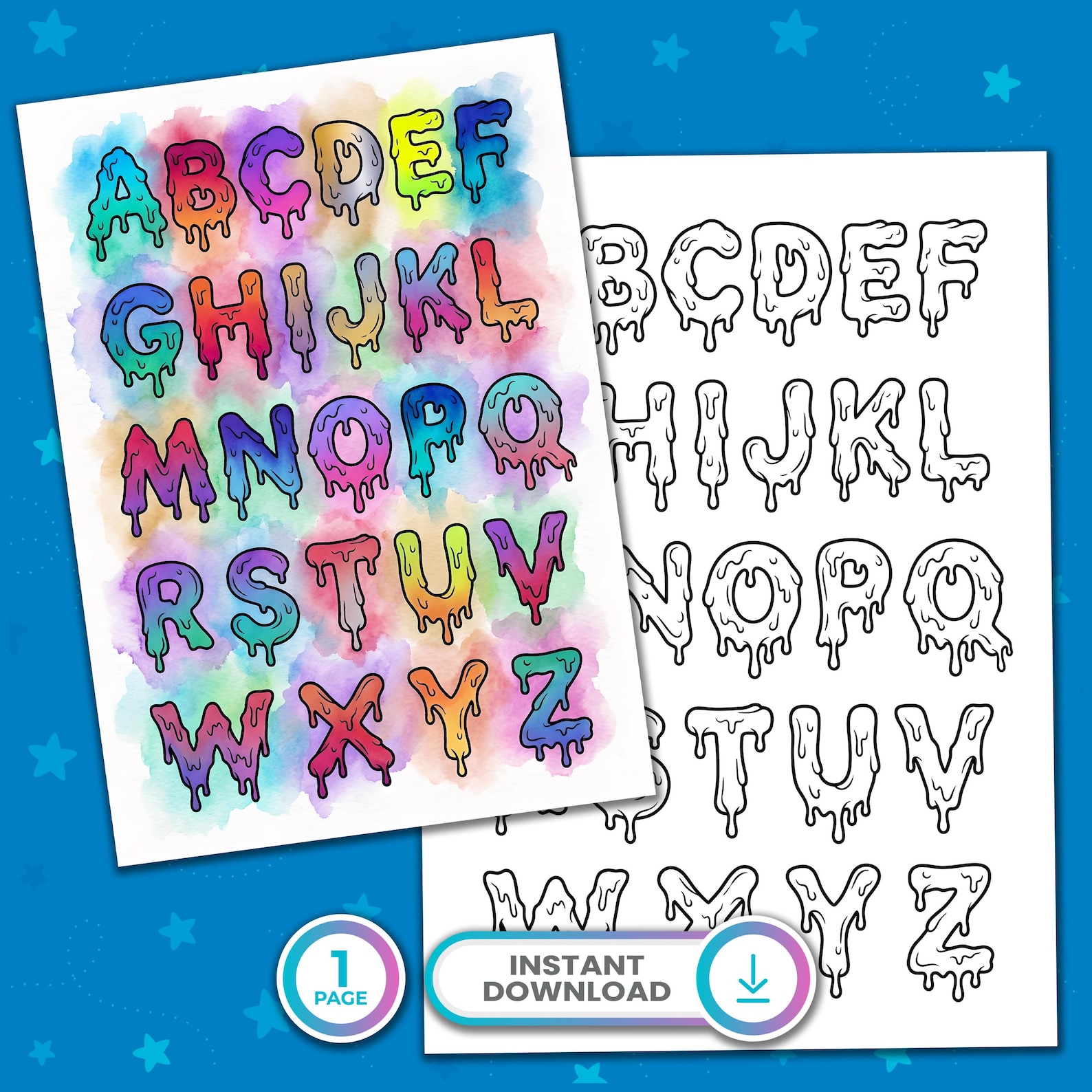 Printable Slime Alphabet Coloring Page PDF | A4 ABC Slime Letters ...