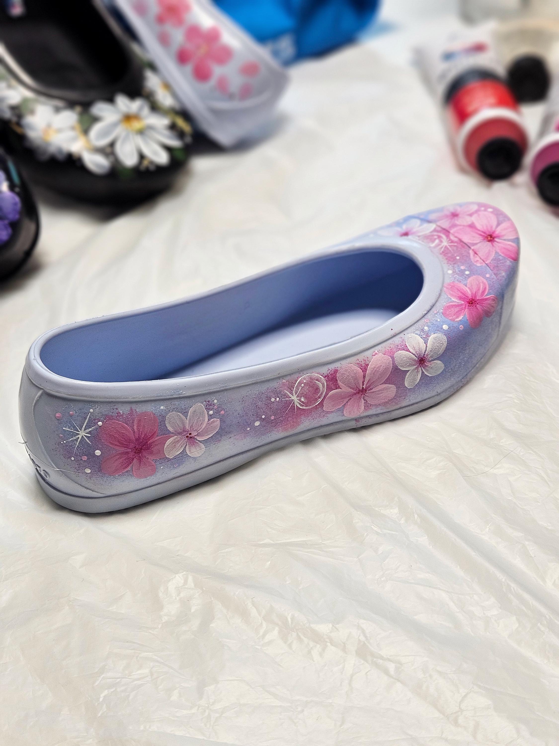 Hand-painted Sakura Gomusin Shoes, Korean Cherry Blossom Rubber Shoes ...