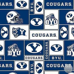 NCAA Brigham Young University BYU Cougars Block Fleece Fabric by the ...