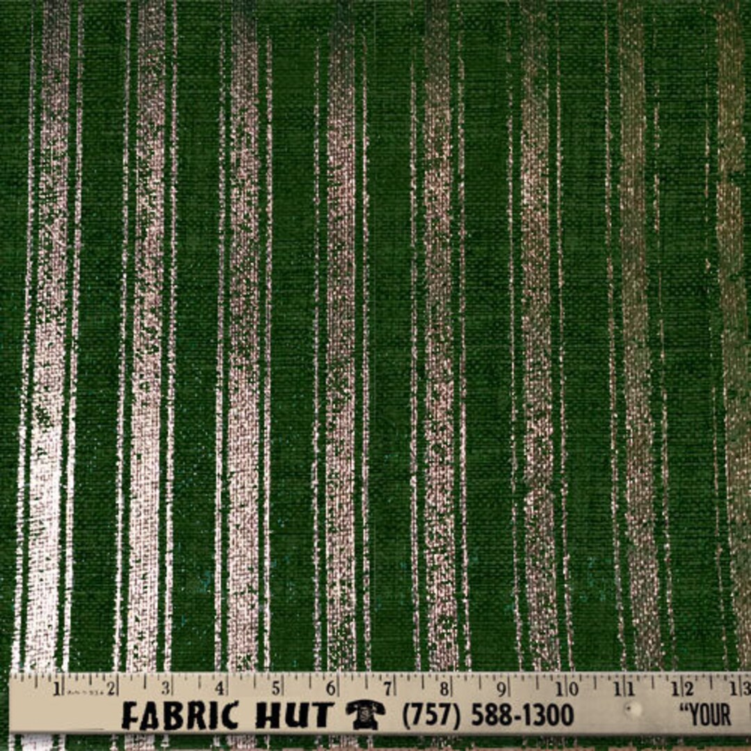 Gold Foil Striped Foil Burlap Green 58 Burlap Fabric by the Yard - Etsy ...