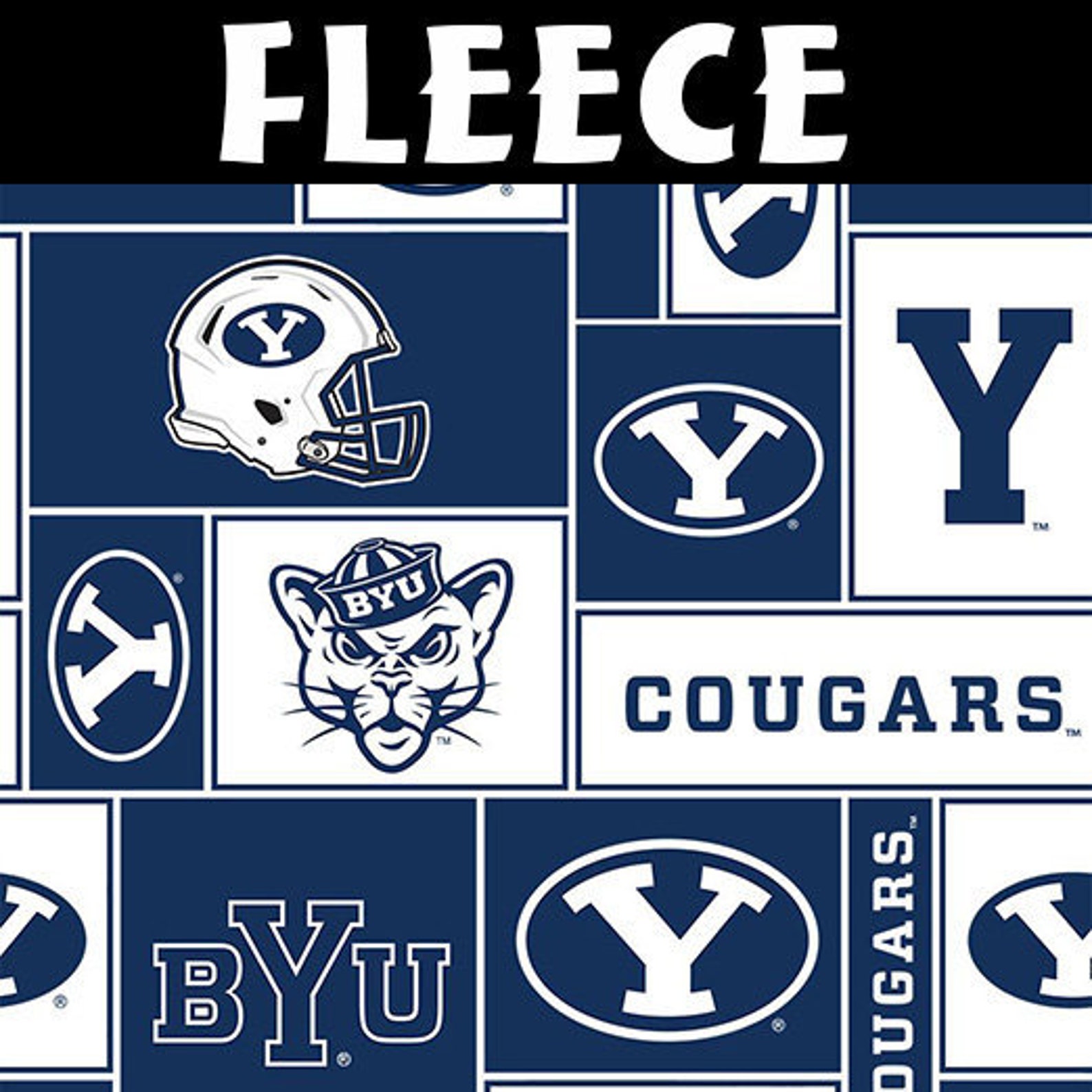 NCAA Brigham Young University BYU Cougars Block Fleece Fabric | Etsy