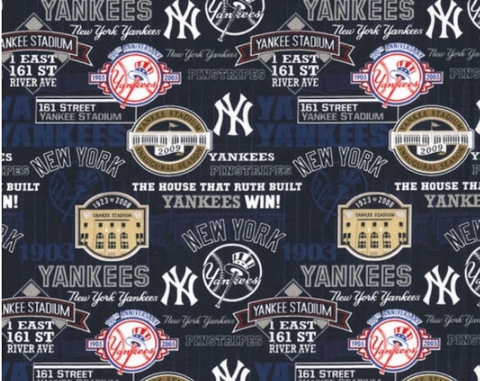NEW YORK Yankees 60 Wide Cotton Fabric by the Yard by the 1/2 Yard MLB ...