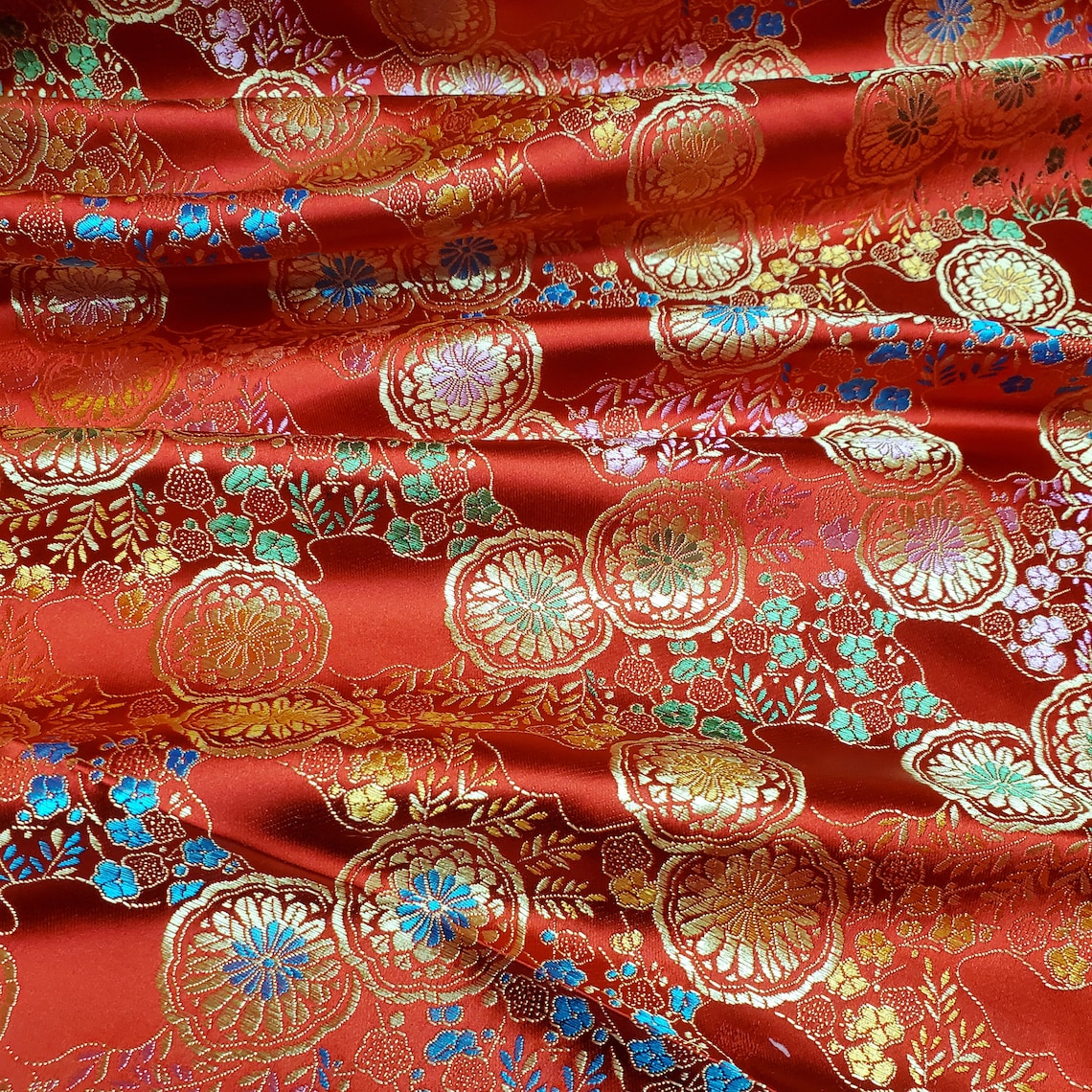 Asian Brocades Poly Forbidden City Red Fabric by the Yard - Etsy