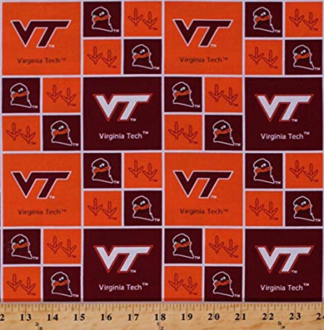NCAA Virginia Tech Hokies Block VT-020 Cotton Fabric by the Yard - Etsy