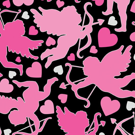 Benartex Hugs & Kisses Cupid's Love Black Cotton Fabric - Etsy