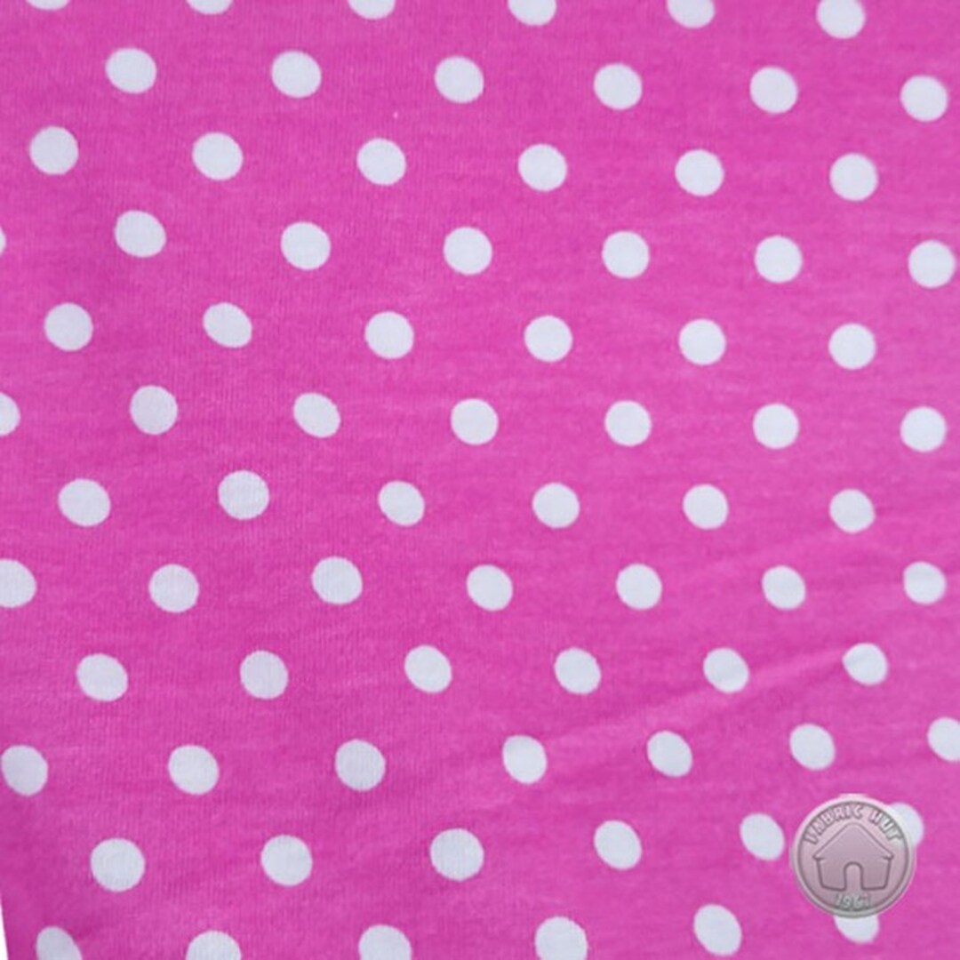 Techno Knit Polyester Poly Spandex Pink With White Dots Print Fabric by ...