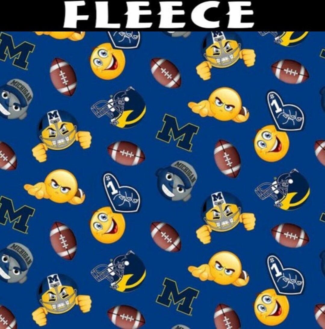 NCAA University of Michigan Emoji MCHG-1126 Fleece Fabric by the Yard ...