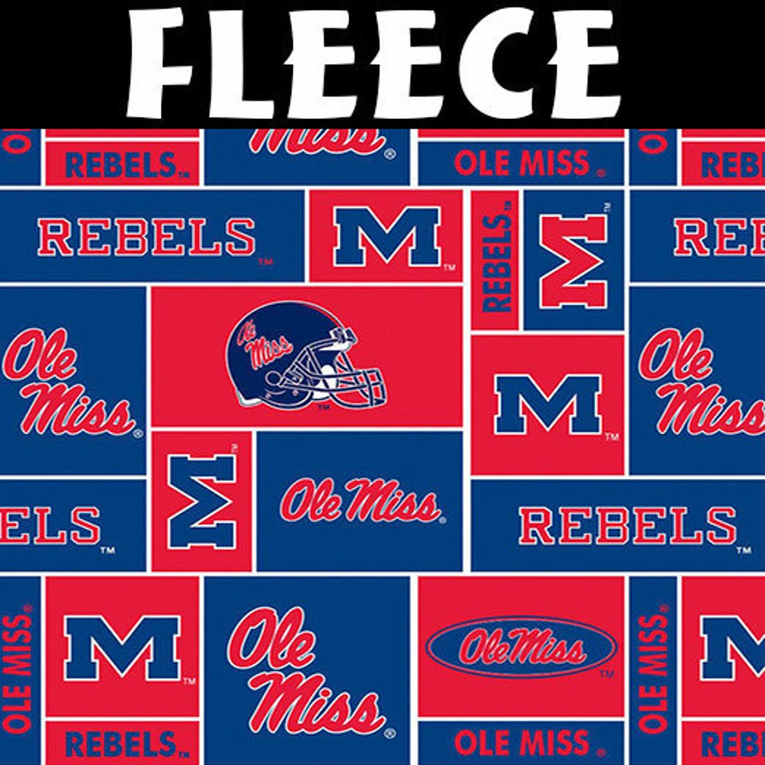NCAA University of Mississippi Ole Miss Rebels Fleece Fabric by the ...