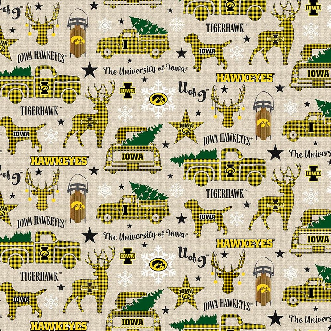 NCAA University of Iowa Hawkeyes Christmas Print IA-1213 Cotton Fabric ...