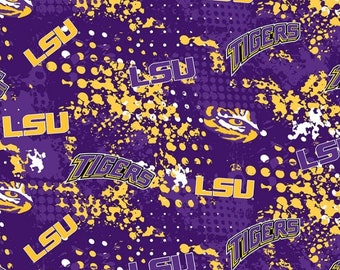 LSU Tigers Fabric by the Yard, Cotton LSU Tigers Fabric, Licensed ...